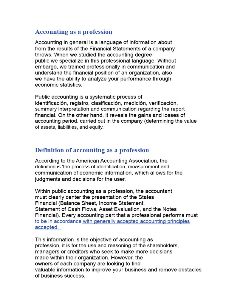Accounting As A Profession | PDF | Accounting | Equity (Finance)