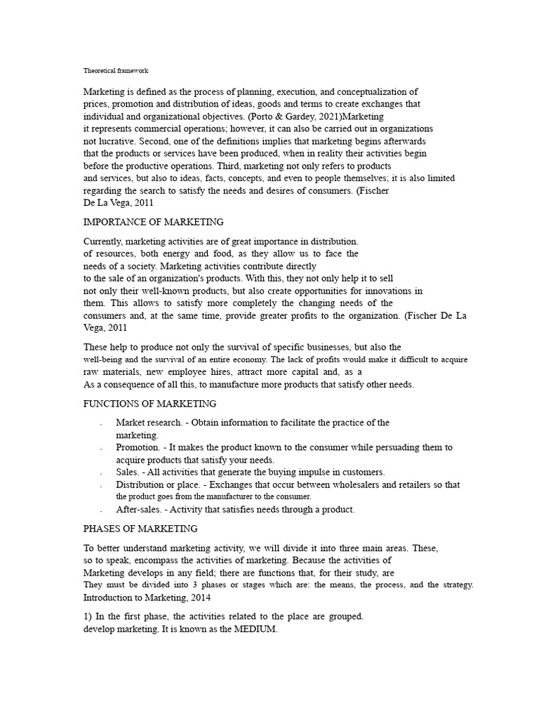 Theoretical Framework of Marketing | PDF | Marketing | Sales