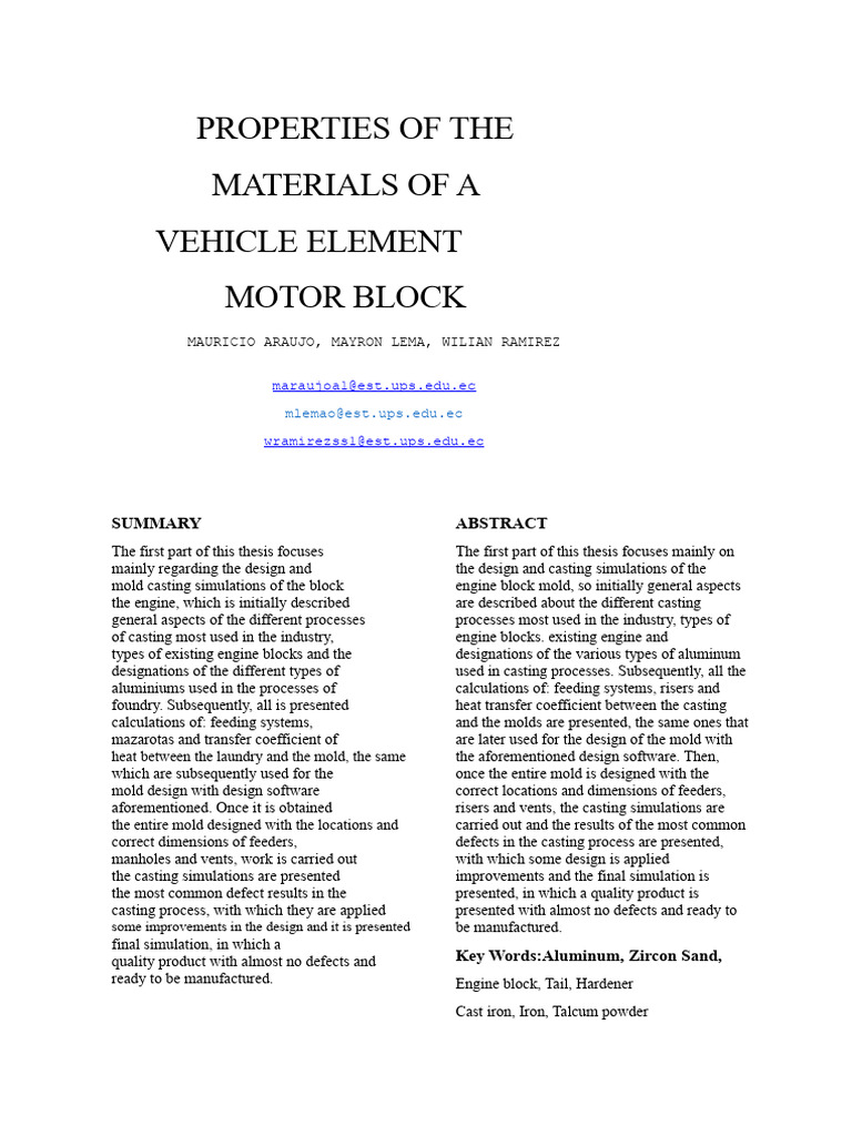 Manufacturing of The Engine Block | PDF | Casting | Polystyrene