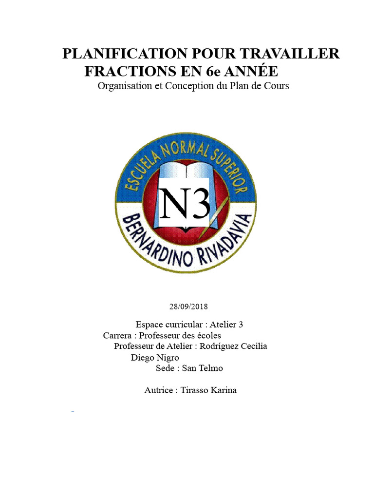 Plan de Cours sur les Fractions en 6e | PDF | Multiplication ...
