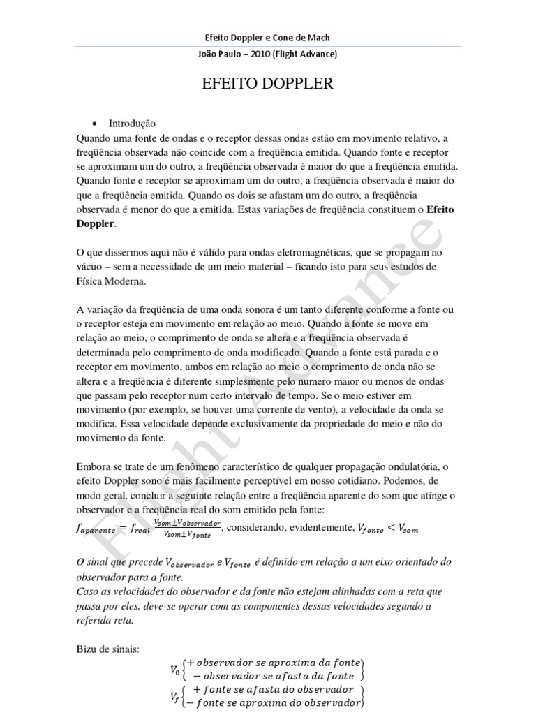 Efeito Doppler e Cone de Mach | PDF | Onda de choque | Efeito Doppler