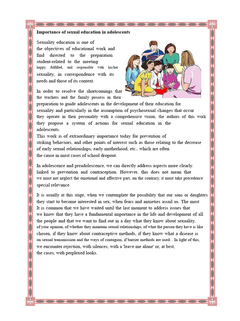 Importance of Sexual Education in Adolescents | PDF | Gender Studies ...