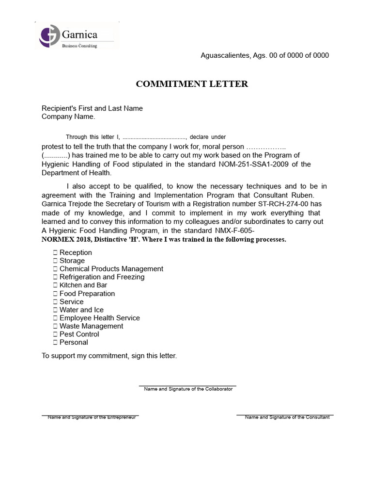 Commitment Letter of The Staff | PDF
