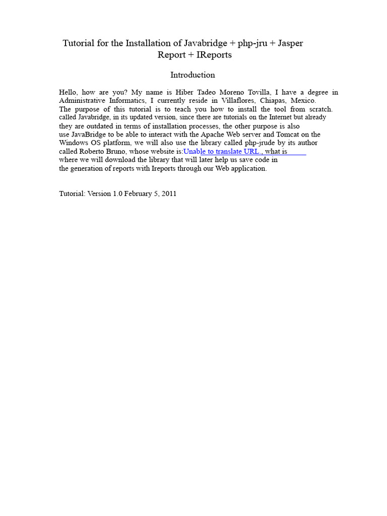 Installation of Javabridge + Php-Jru + Jasper Report + IReports | PDF ...