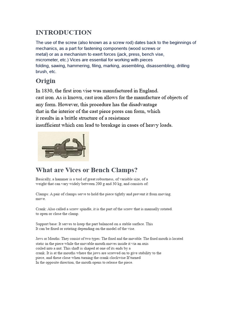Understanding Bench Vise Components | PDF | Screw | Mechanical Engineering