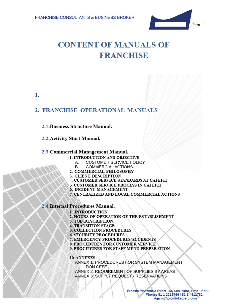 Franchise Operational Manual Overview | PDF | Franchising | Business