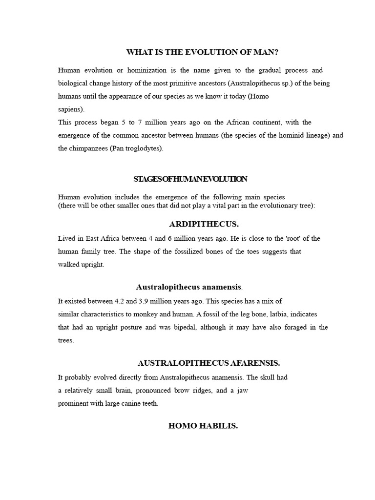 Evolution of Man | PDF | Human Evolution | Homo