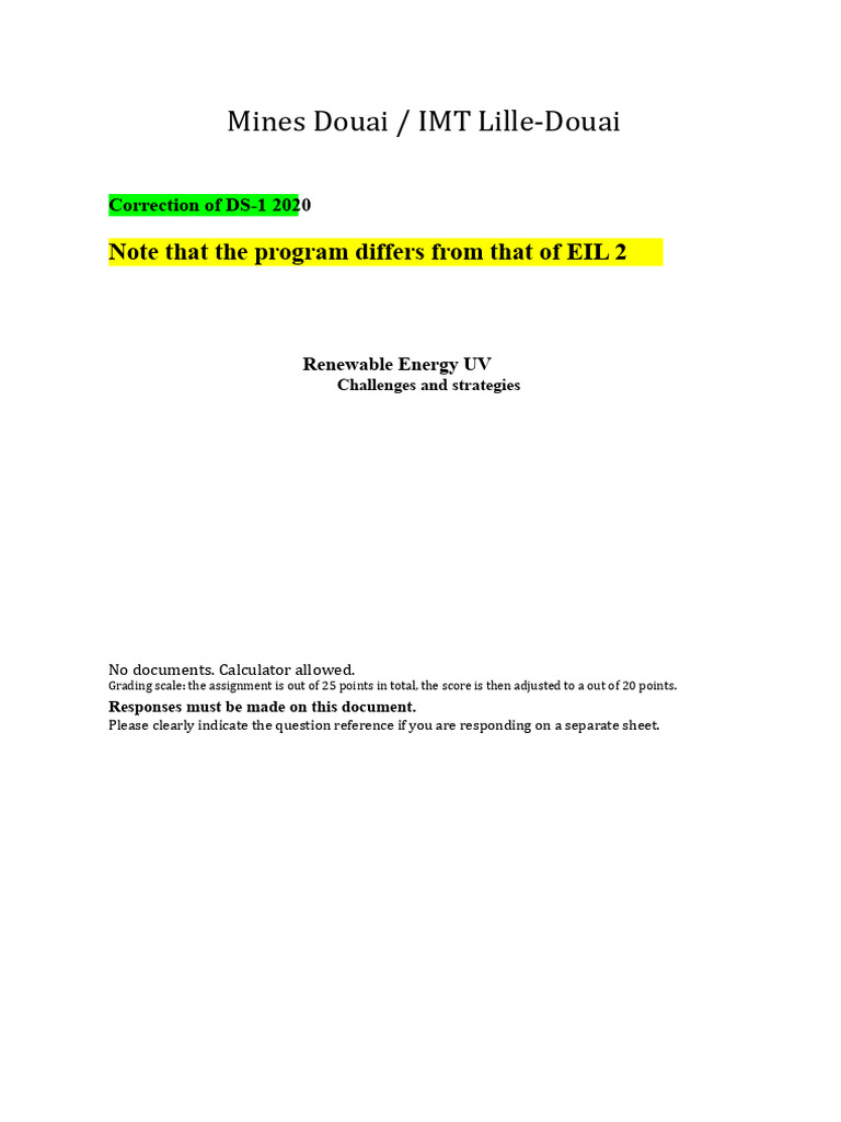 Renewable Energy Exam Questions and Guidelines | PDF | Power Station ...