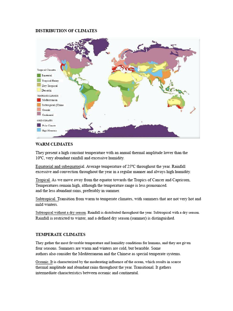 Distribution of Climates | PDF | Temperate Climate | Subtropics