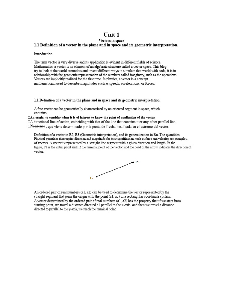 Definition of a vector in the plane and in space and its geometric interpretation. | PDF ...