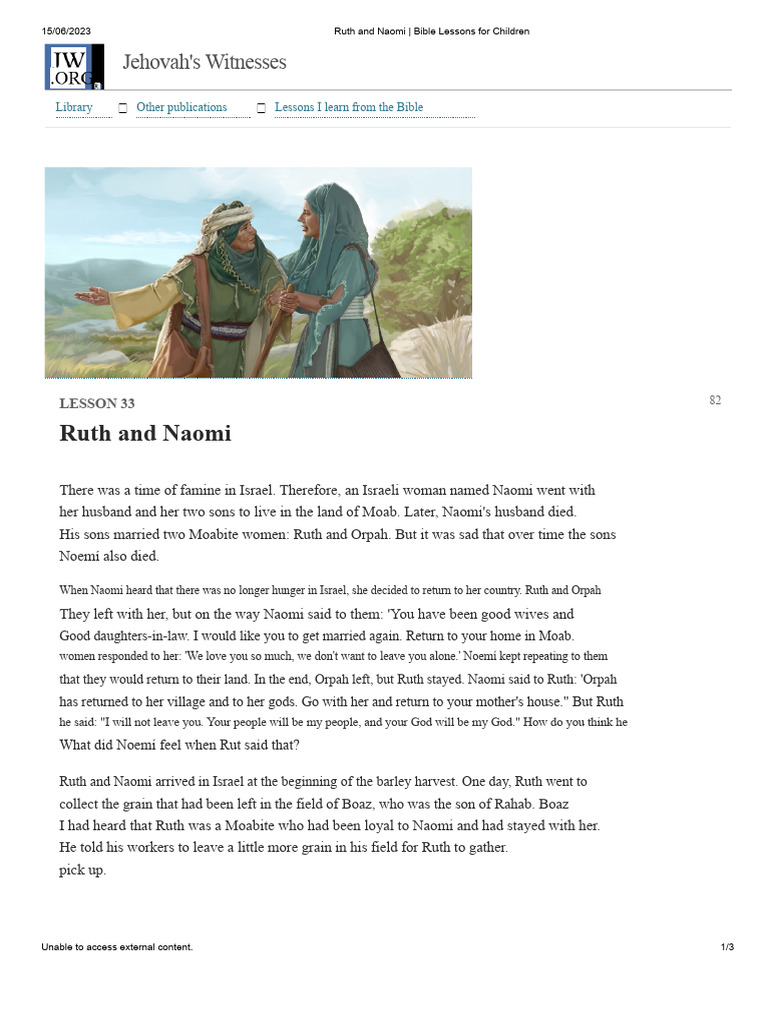 Ruth and Naomi - Lessons From The Bible | PDF | Ruth (Biblical Figure ...