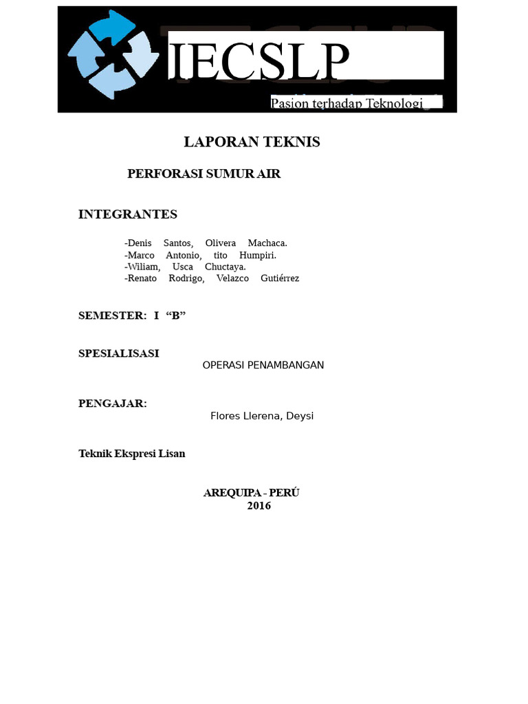 Teknik Perforasi Sumur Air di Arequipa | PDF