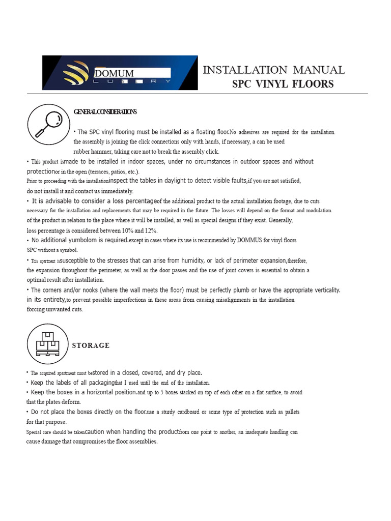 SPC Vinyl Flooring Installation Guide | PDF | Flooring | Building ...