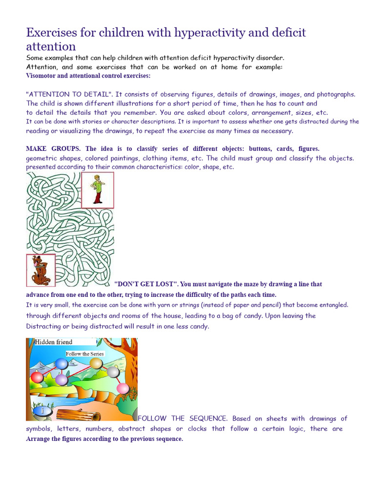 Exercises For Children With Hyperactivity and Attention Deficit | PDF ...