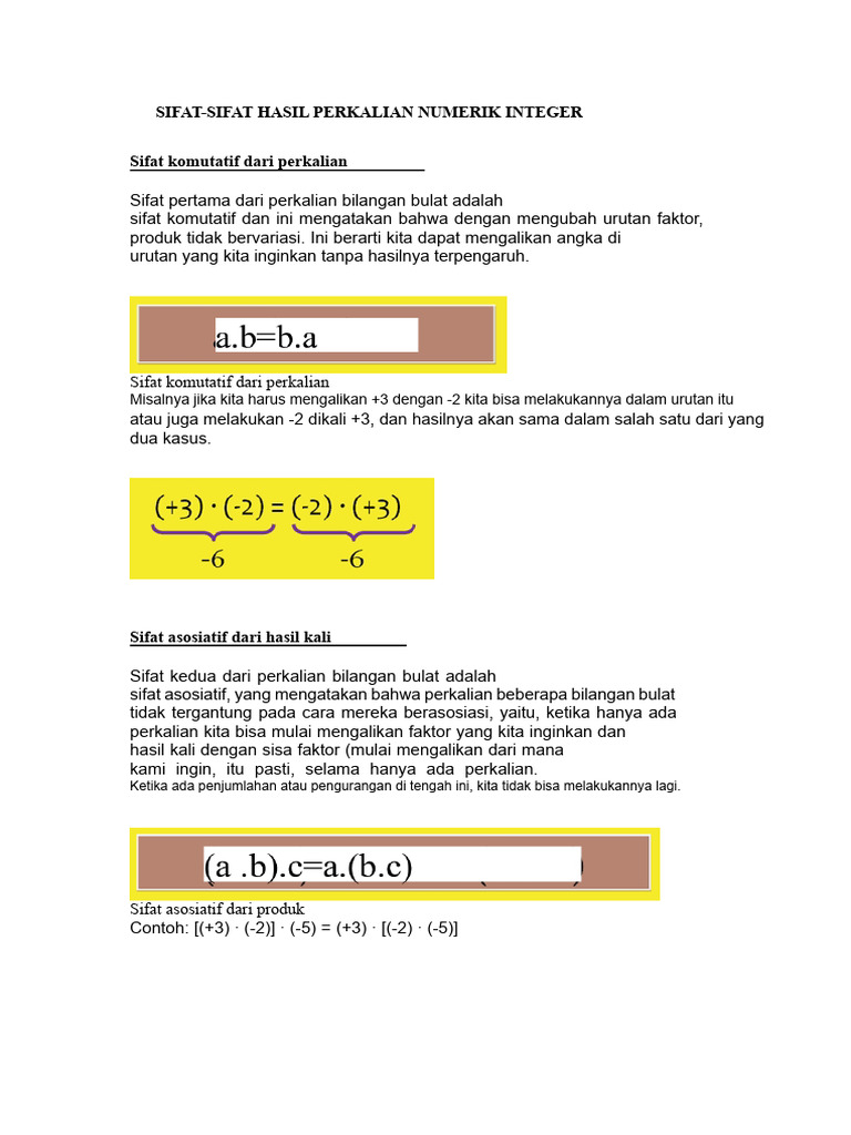 Sifat Komutatif dan Asosiatif Perkalian | PDF