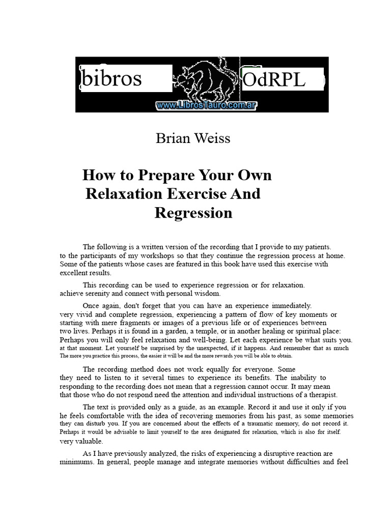 DIY Relaxation and Regression Guide | PDF | Relaxation (Psychology ...