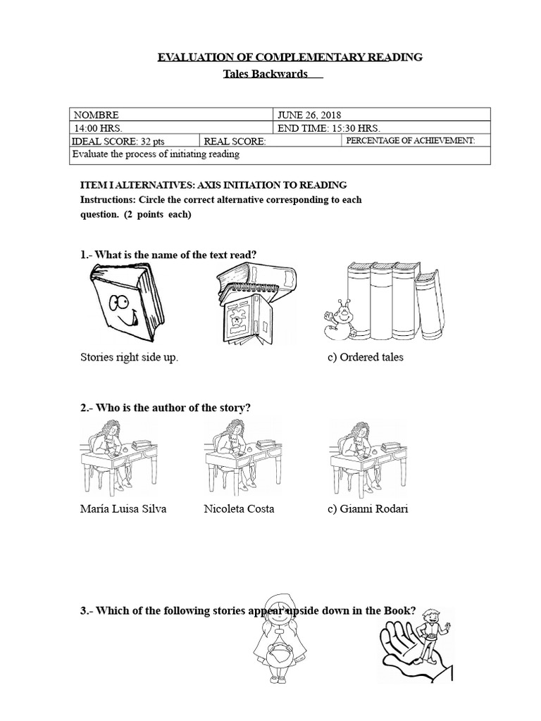 Evaluation of Reading Comprehension Test | PDF