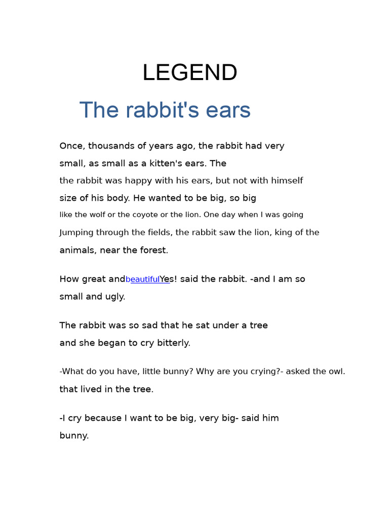 LEGEND The Rabbit's Ears | PDF | Rabbit | Owl