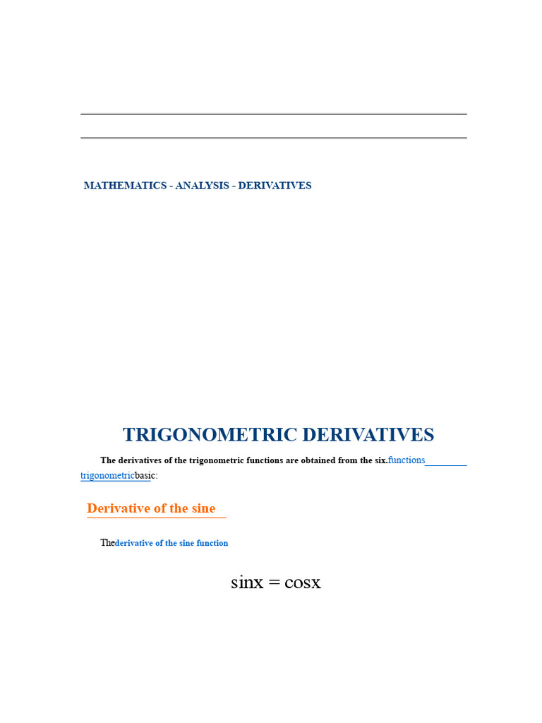 Trigonometric Derivatives Explained | PDF | Trigonometric Functions ...