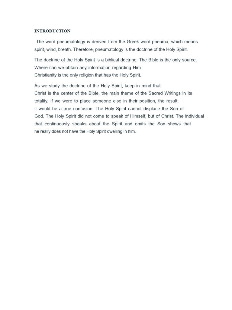 Understanding Pneumatology and the Holy Spirit | PDF | Salvation | Jesus
