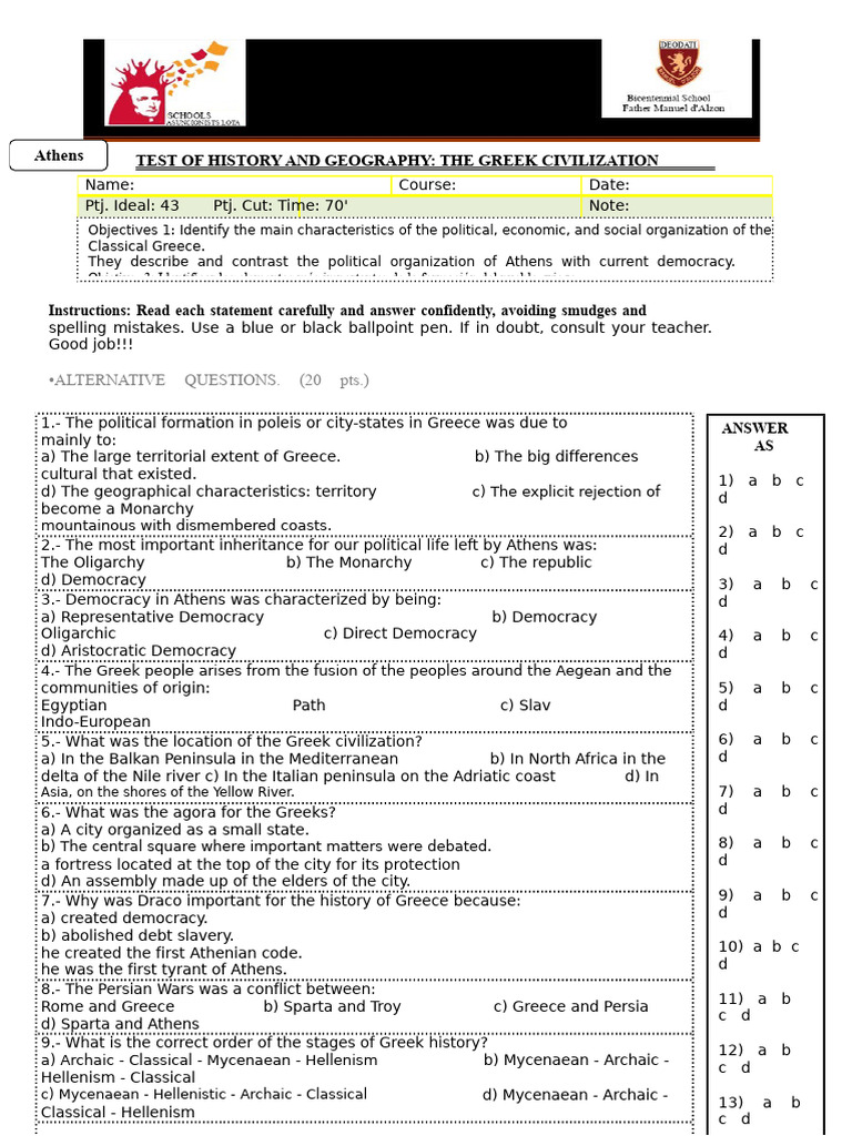 TEST of Greece Athens | PDF | Ancient Greece | Greeks