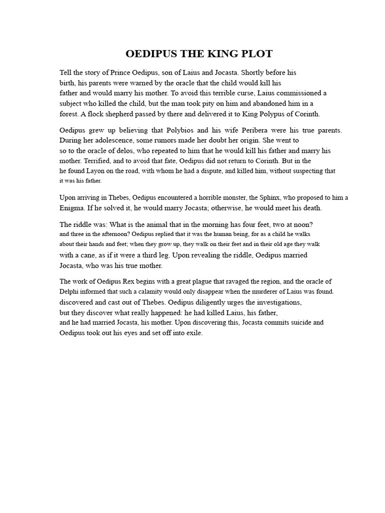 The Story of Oedipus Rex | PDF