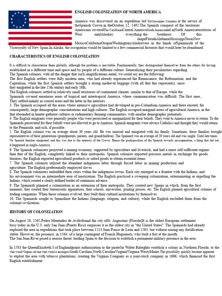 English Colonization of North America | PDF | New Spain | Thirteen Colonies