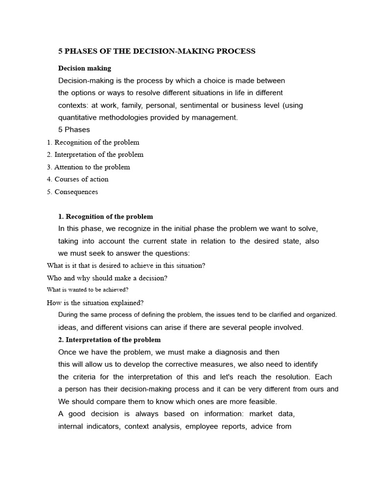 5 Phases of The Decision-Making Process | PDF | Decision Making ...