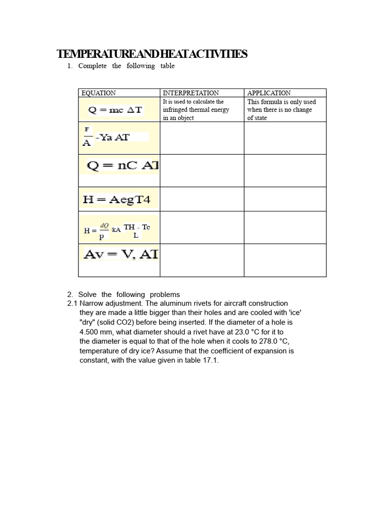 Temperature and Heat Calculations Guide | PDF | Thermal Expansion ...