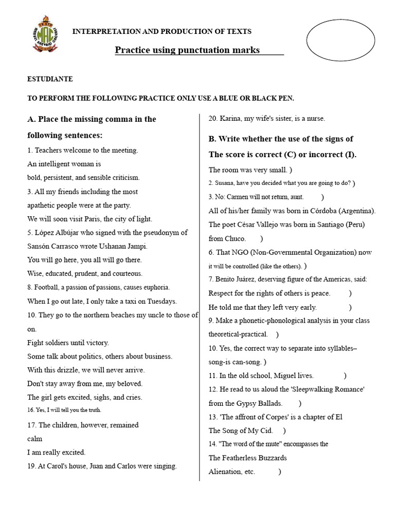 Practice Punctuation Marks | PDF | Punctuation | Linguistics