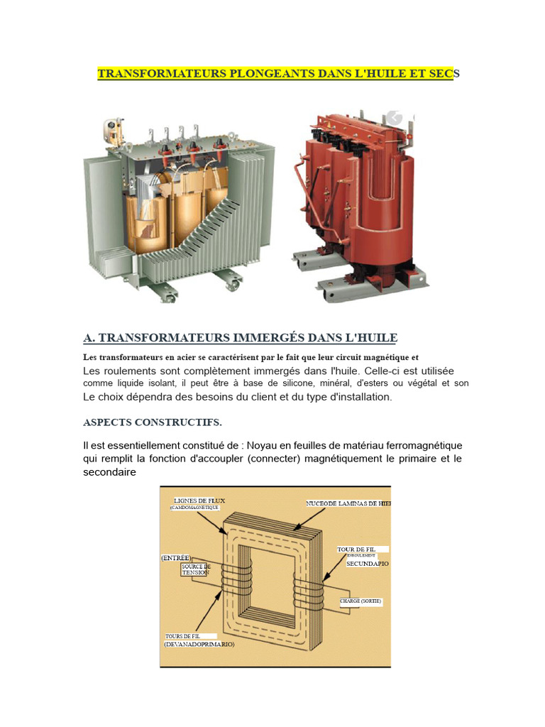 Transformateurs : Huile vs Secs | PDF | Transformateur électrique ...
