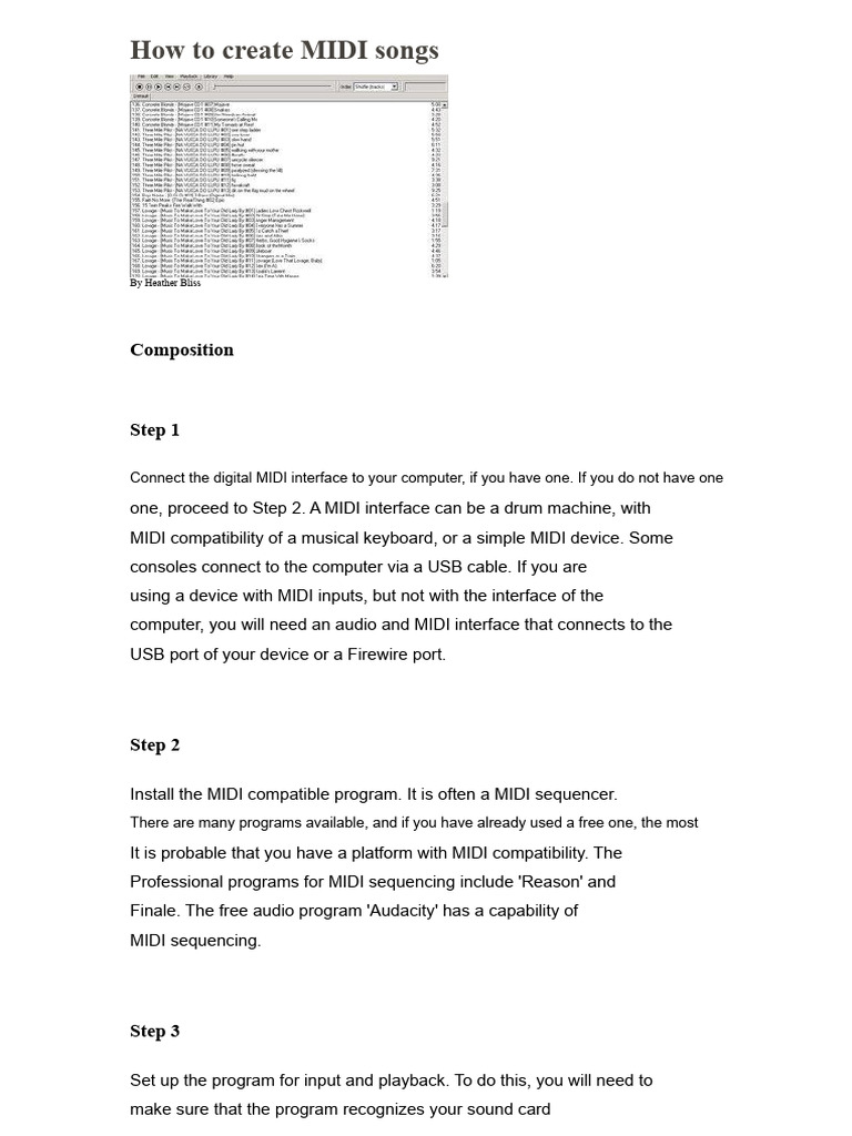 Create MIDI Songs: A Step-by-Step Guide | PDF | Usb | Computer Engineering