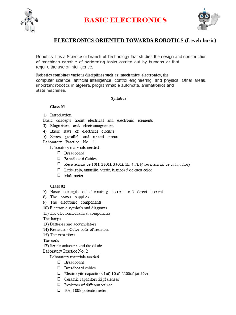 Basic Electronics for Robotics Beginners | PDF | Electronics ...