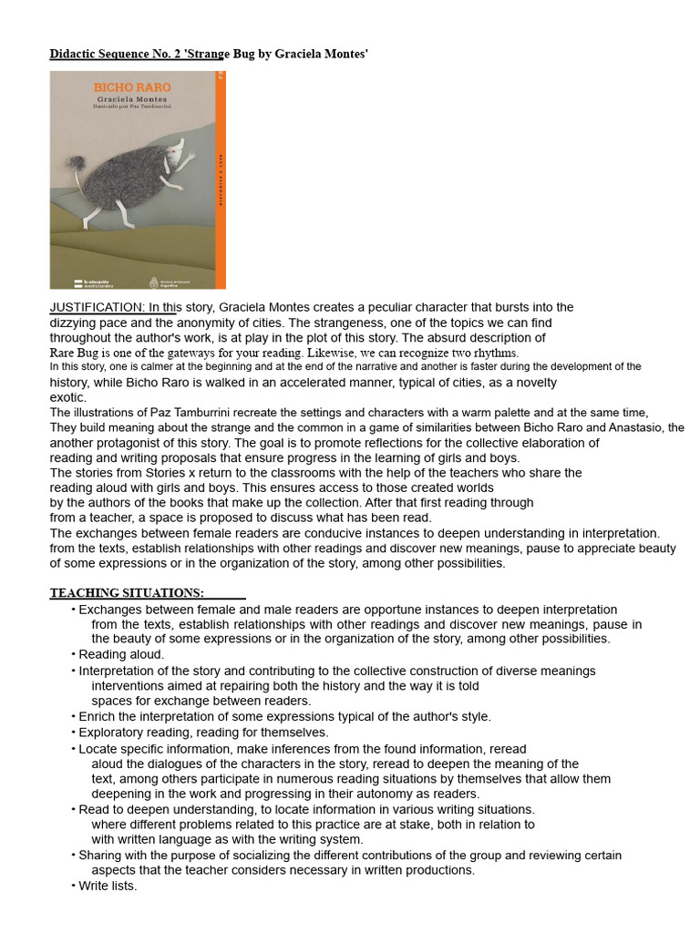 Didactic Sequence: Strange Bug Analysis | PDF
