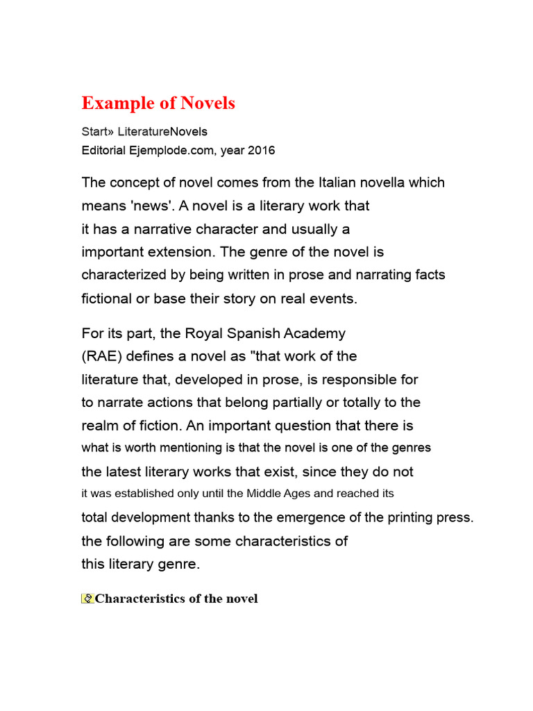 Examples of Notable Novels | PDF | Novels | Narrative