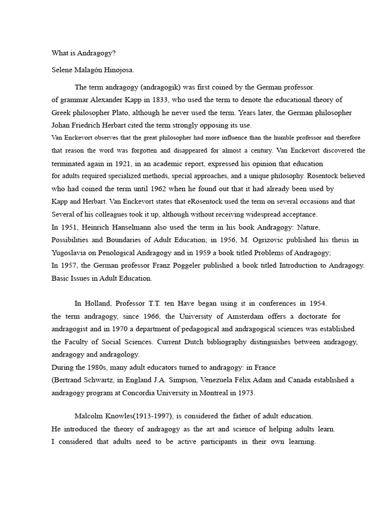 Understanding Andragogy in Adult Education | PDF | Liberal Arts ...