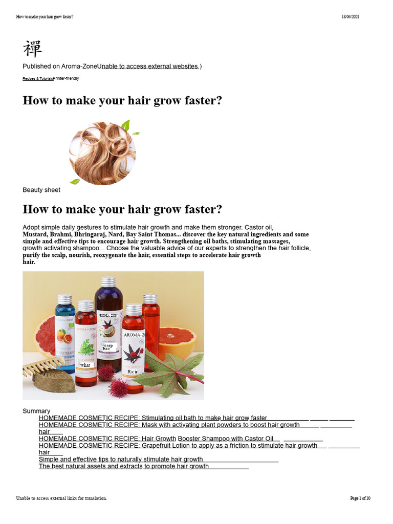 Natural Tips for Faster Hair Growth | PDF | Shampoo | Hair Care