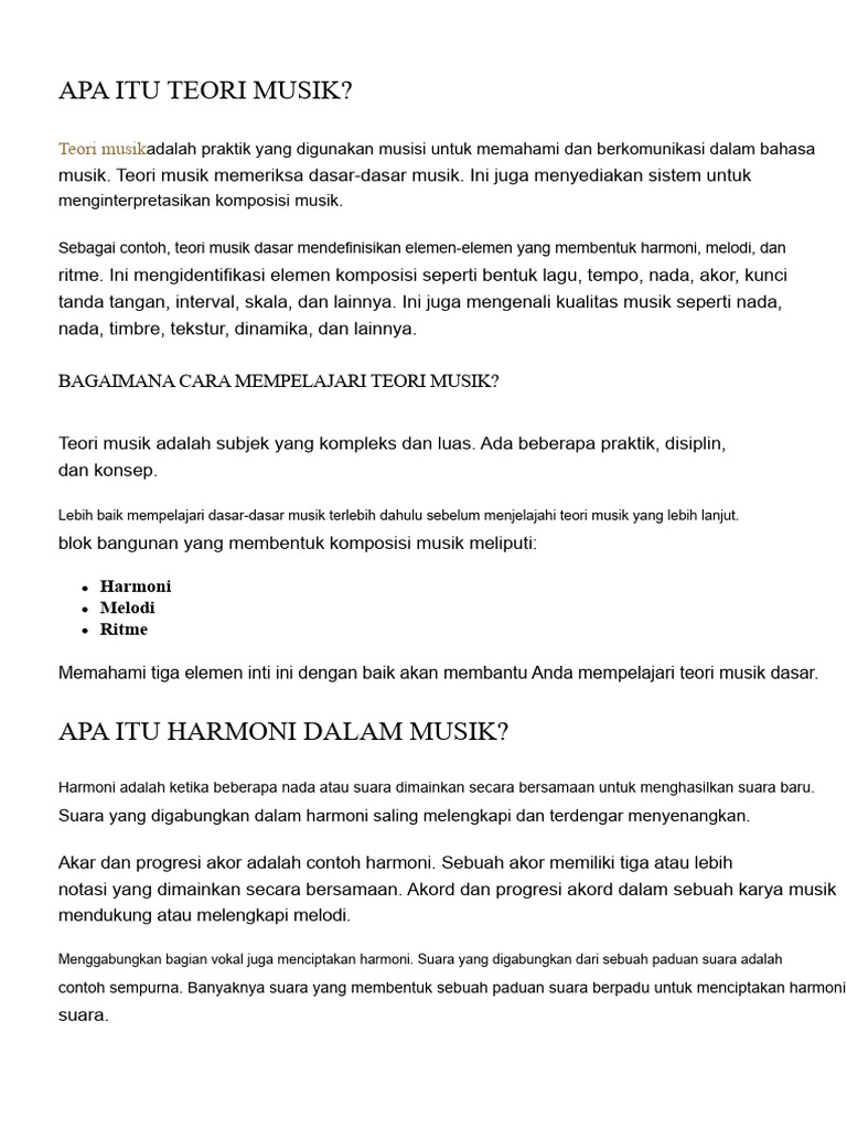 Teori Musik Dasar Untuk Pemula | PDF