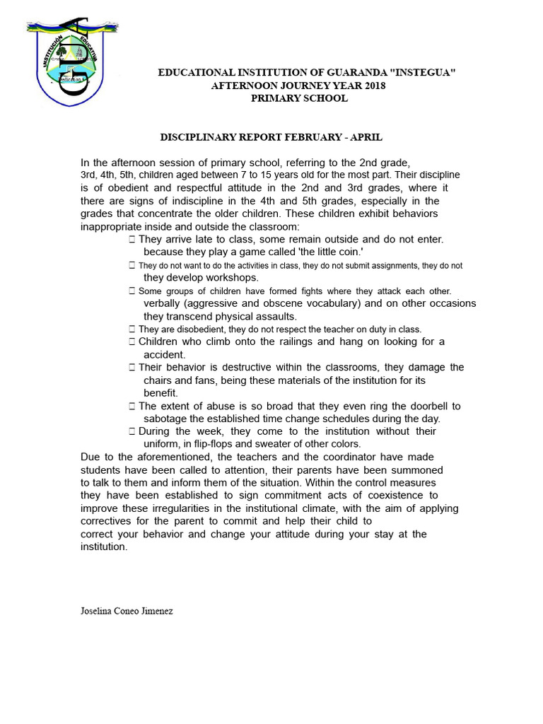 Disciplinary Report | PDF