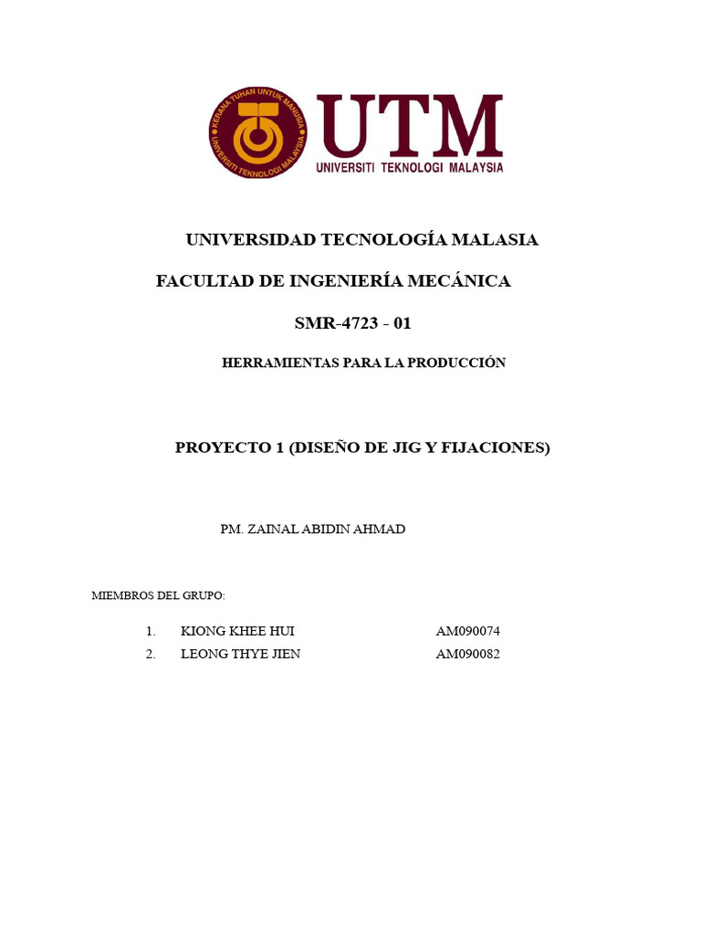 Proyecto de Jigs y Plantillas UTM | PDF | Perforación | Mecanizado