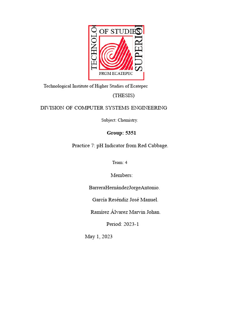 Red Cabbage pH Indicator Experiment | PDF | Acid | Hydroxide