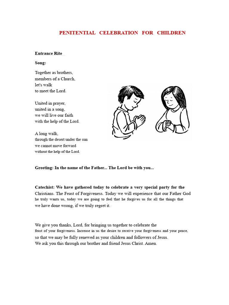 Children's Penitential Celebration Guide | PDF | Penance | Jesus