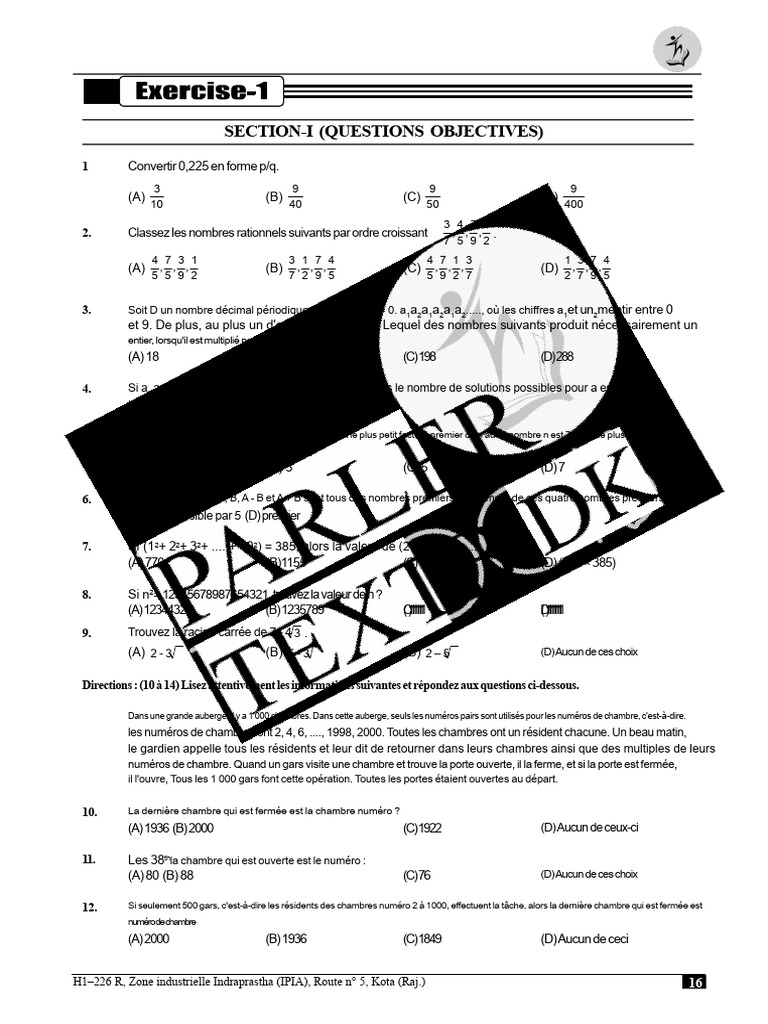 Questions de mathématiques et logique | PDF | Nombre | Nombre premier