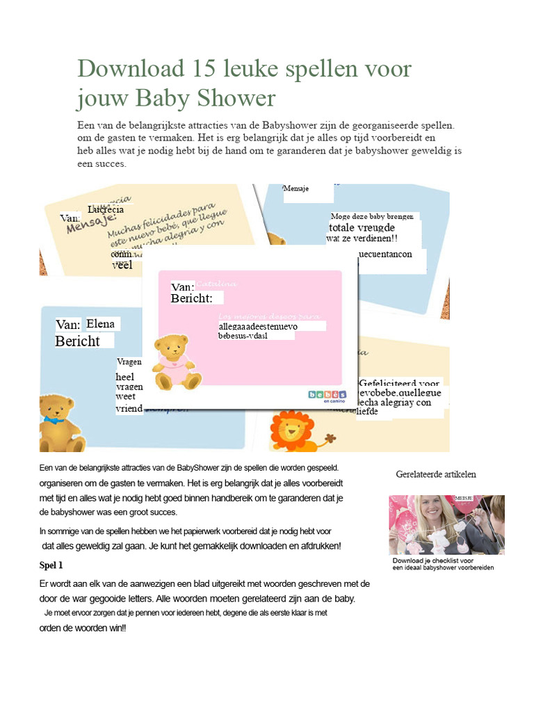 15 Leuke Spellen Voor Je Baby Shower | PDF