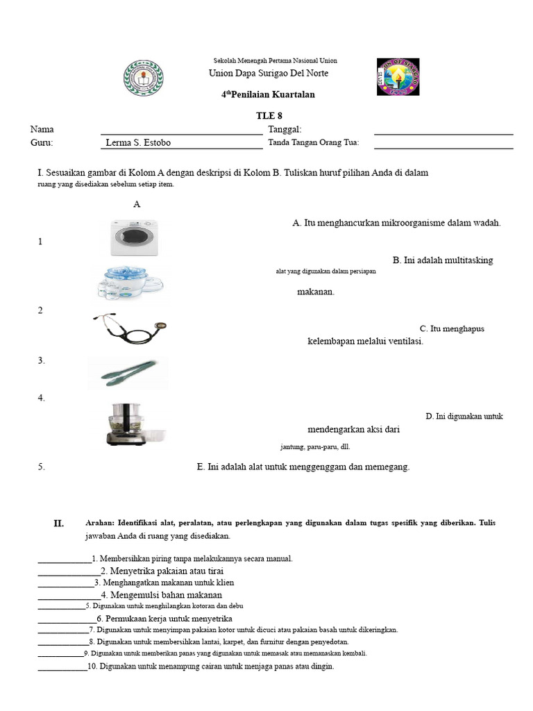 Ujian Sumatif TLE 8 Q4 | PDF