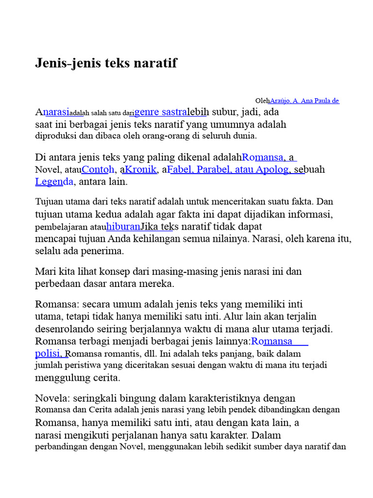 Jenis-Jenis Teks Naratif | PDF