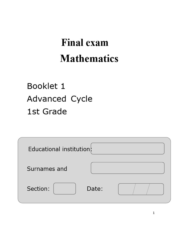 Workbook 1 Mathematics Final Exam | PDF