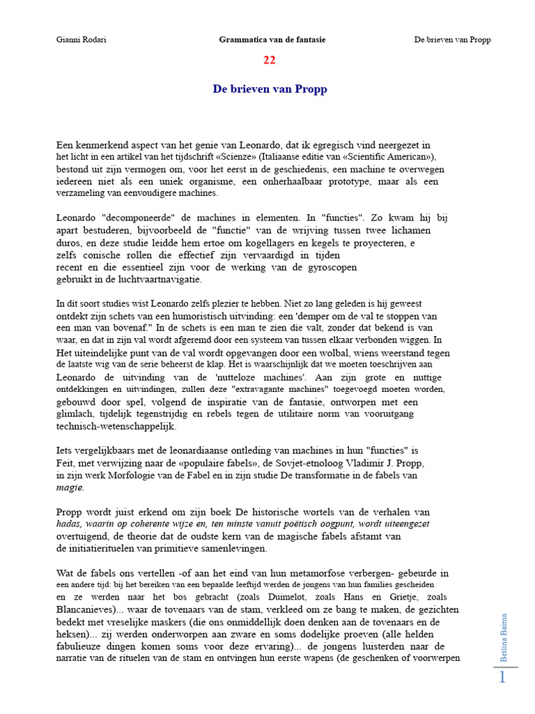 Gianni Rodari Brieven Van Propp | PDF