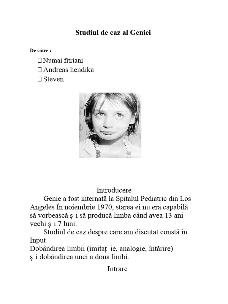 Studiul de Caz Al Lui Genie | PDF