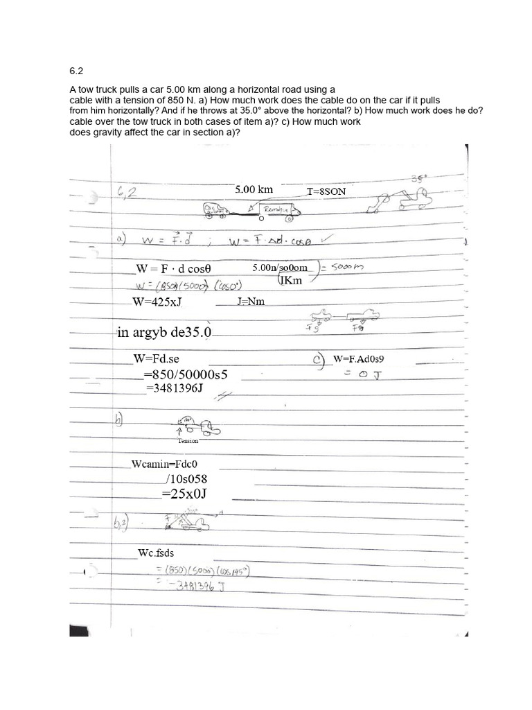 Work and Energy Calculations in Physics | PDF | Force | Friction